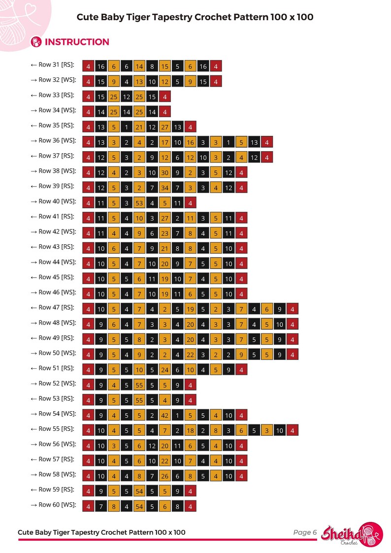 Cute Baby Tiger Tapestry Crochet Pattern by Sheika Crochet – Wall ...