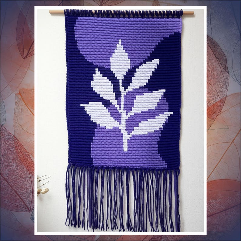 Purple Leaf Tapestry Crochet Pattern: Modern Botanical Wall Hanging ...
