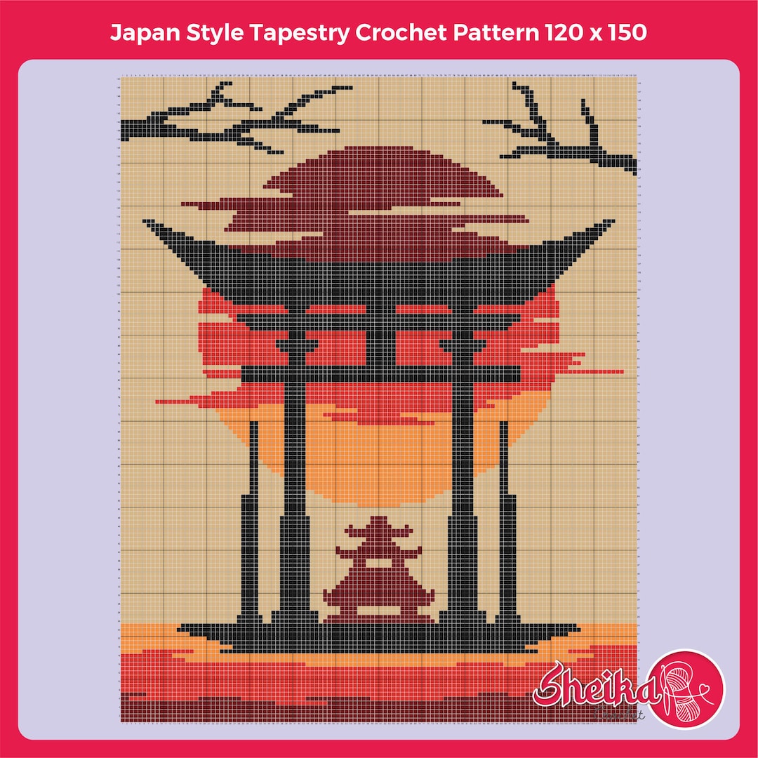 Japan Gate Crochet Pattern | Japan Style Tapestry Crochet Pattern by ...