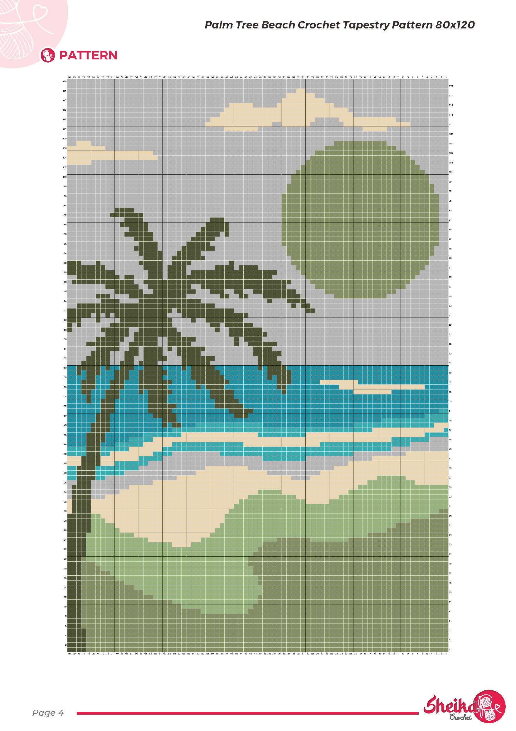 Crochet Palm Tree Beach Tapestry Pattern: Coastal Wall Hanging (80x120 ...