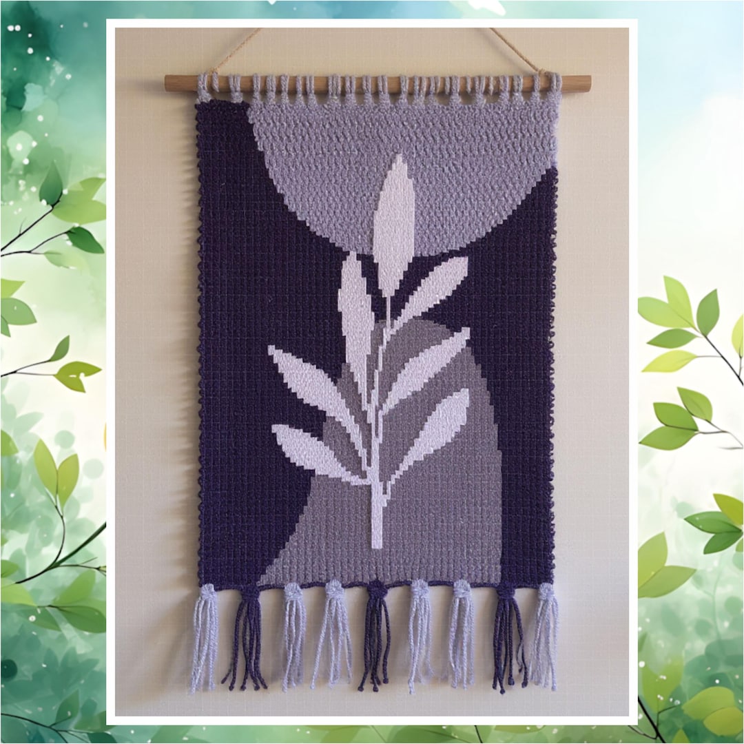 Lavender Leaf Tapestry Crochet Pattern: Botanical Wall Hanging (80x120 ...