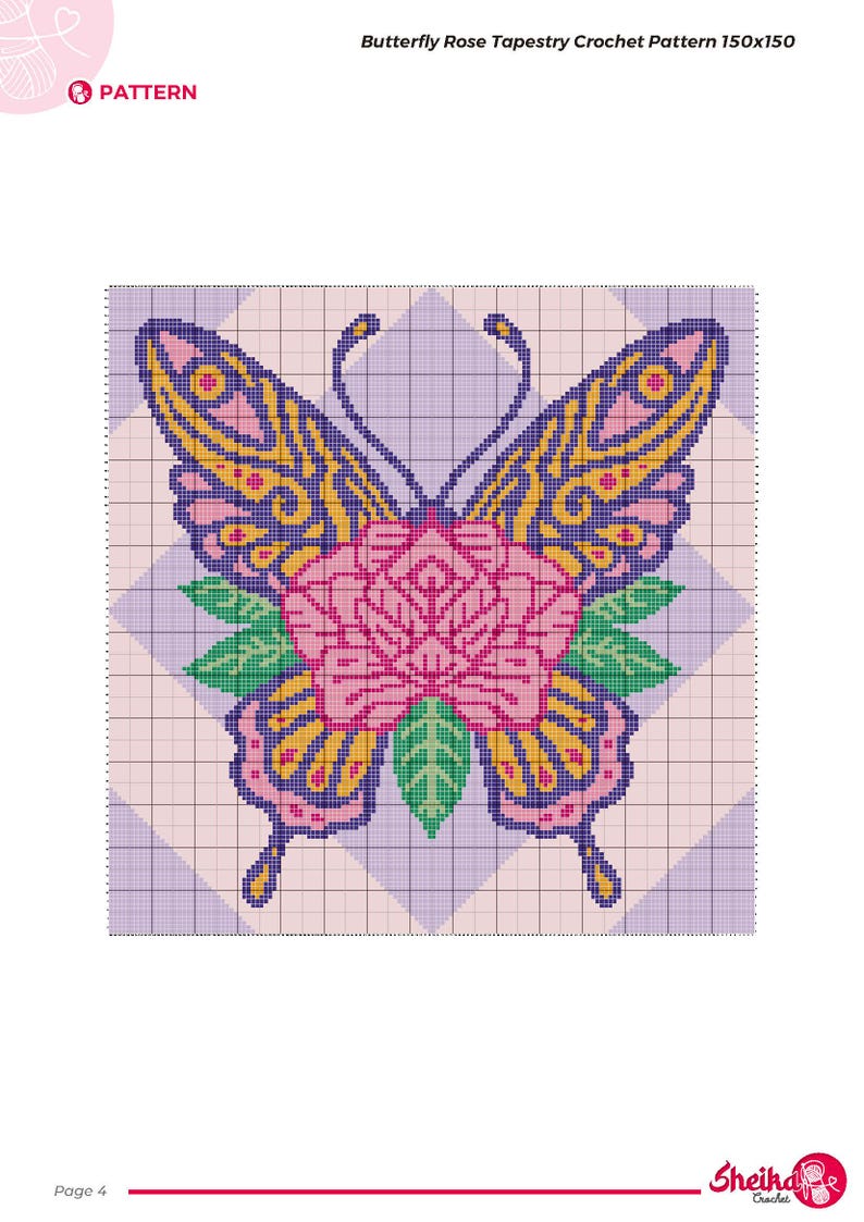 Butterfly Rose Tapestry Crochet Pattern: Boho Wall Hanging (PDF Pattern ...