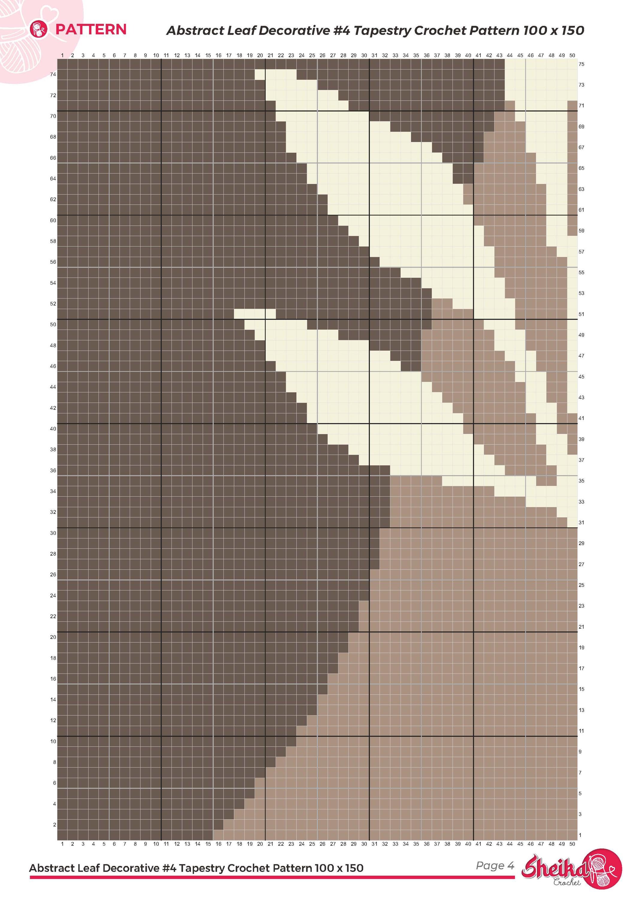 4 Sizes Abstract Leaf #4 Decorative Tapestry Crochet Pattern | Wall ...