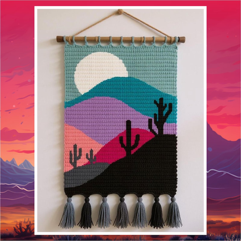 Cactus Tapestry Crochet - Etsy UK