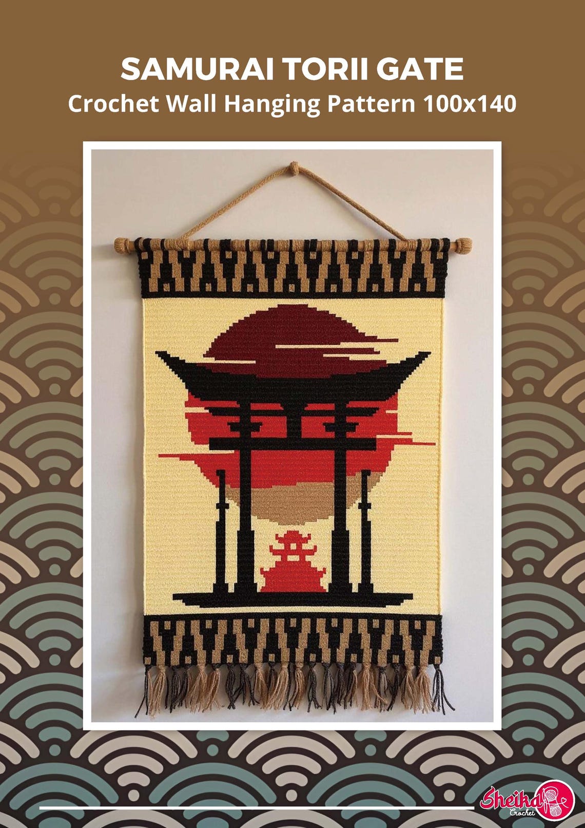 Samurai Torii Gate Crochet Pattern: Japanese Tapestry Wall Hanging (PDF ...