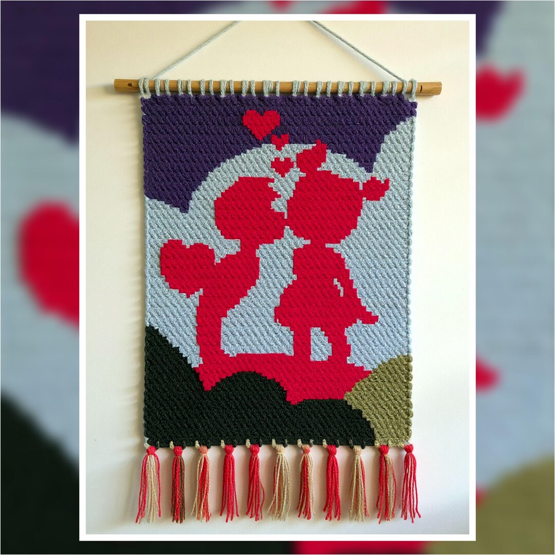 Romantic Couple Tapestry Crochet Pattern: Sweet Love Silhouette Wall ...