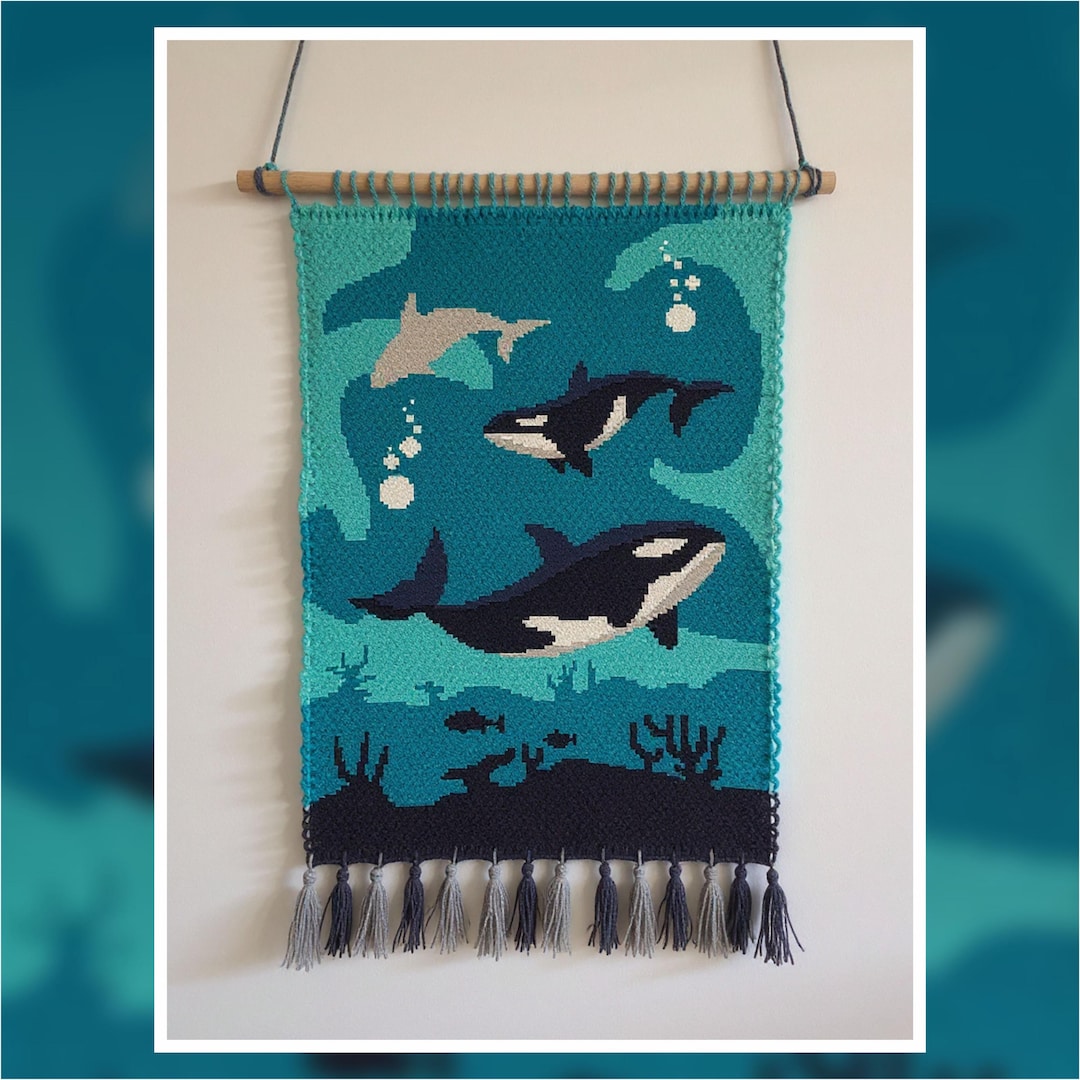 Underwater Orca Tapestry Crochet Pattern: Whale Wall Hanging (120x180 ...