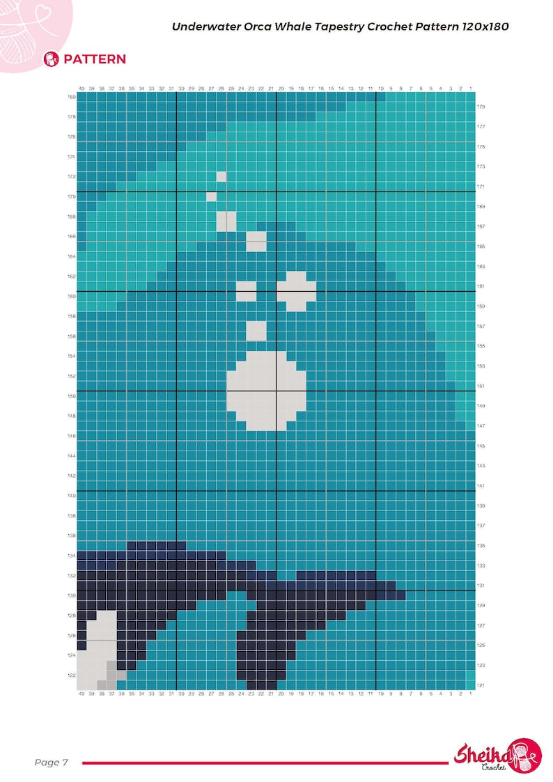 Underwater Orca Tapestry Crochet Pattern: Whale Wall Hanging (120x180 ...