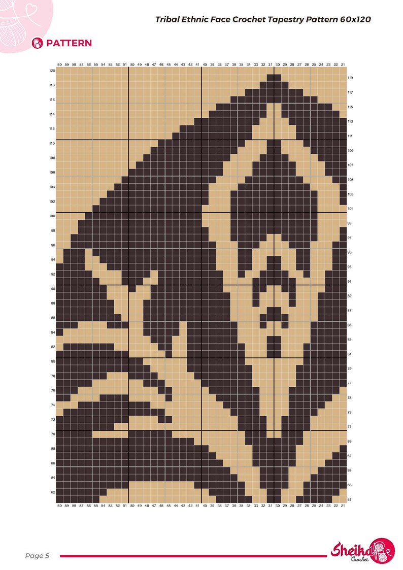 Tribal Face Crochet Tapestry Pattern: Boho Wall Hanging (60x120 ...