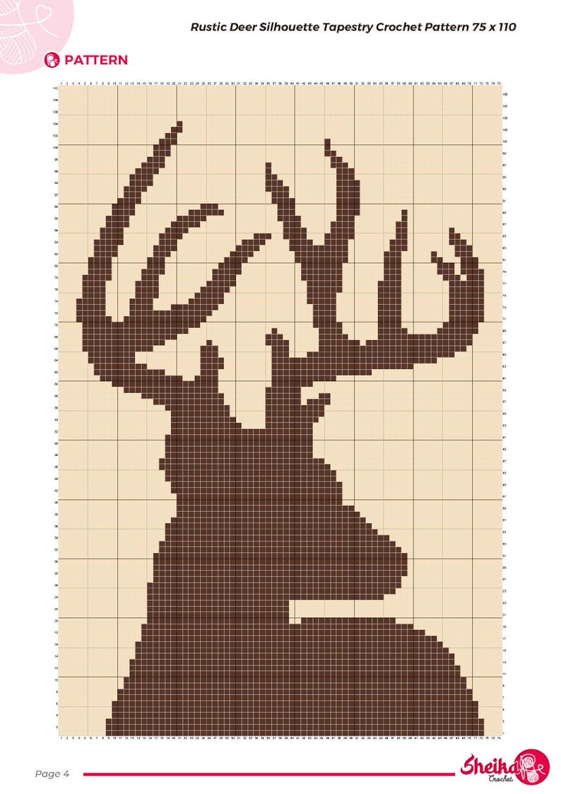 Deer Silhouette Tapestry Crochet Pattern: Rustic Cabin Wall Art (PDF ...