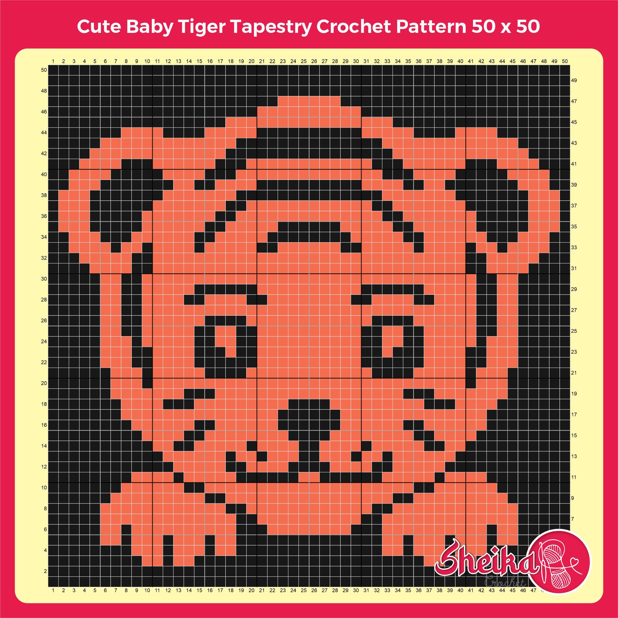 Cute Baby Tiger Tapestry Crochet Pattern by Sheika Crochet – Wall ...