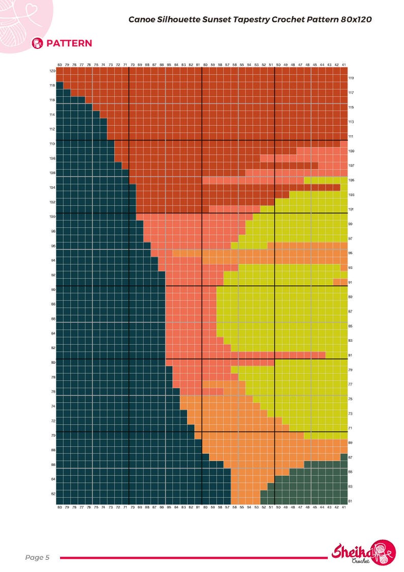 Canoe Sunset Tapestry Crochet Pattern: Lake Wall Hanging (80x120 ...