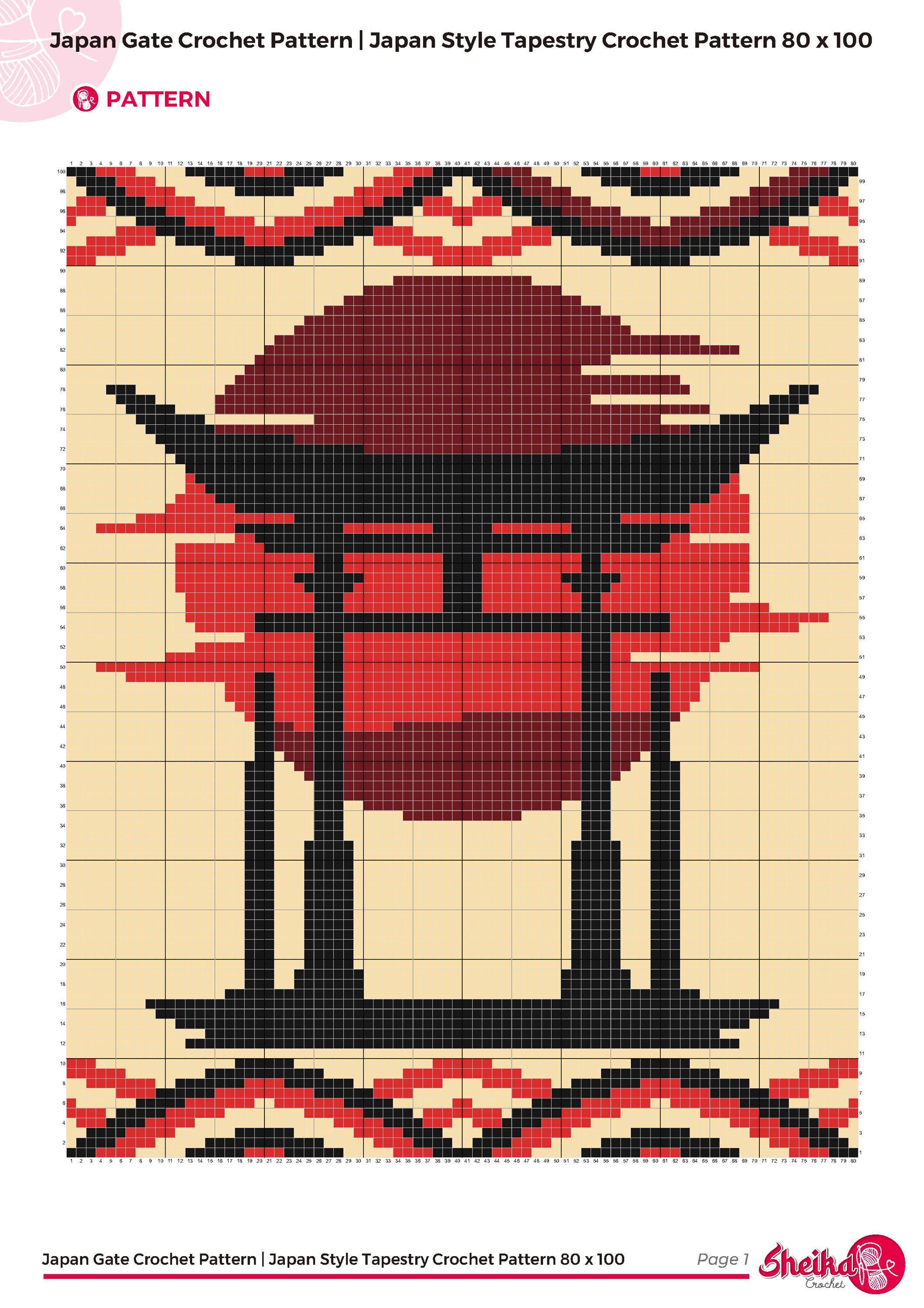 Japan Gate Crochet Pattern | Japan Style Tapestry Crochet Pattern by ...