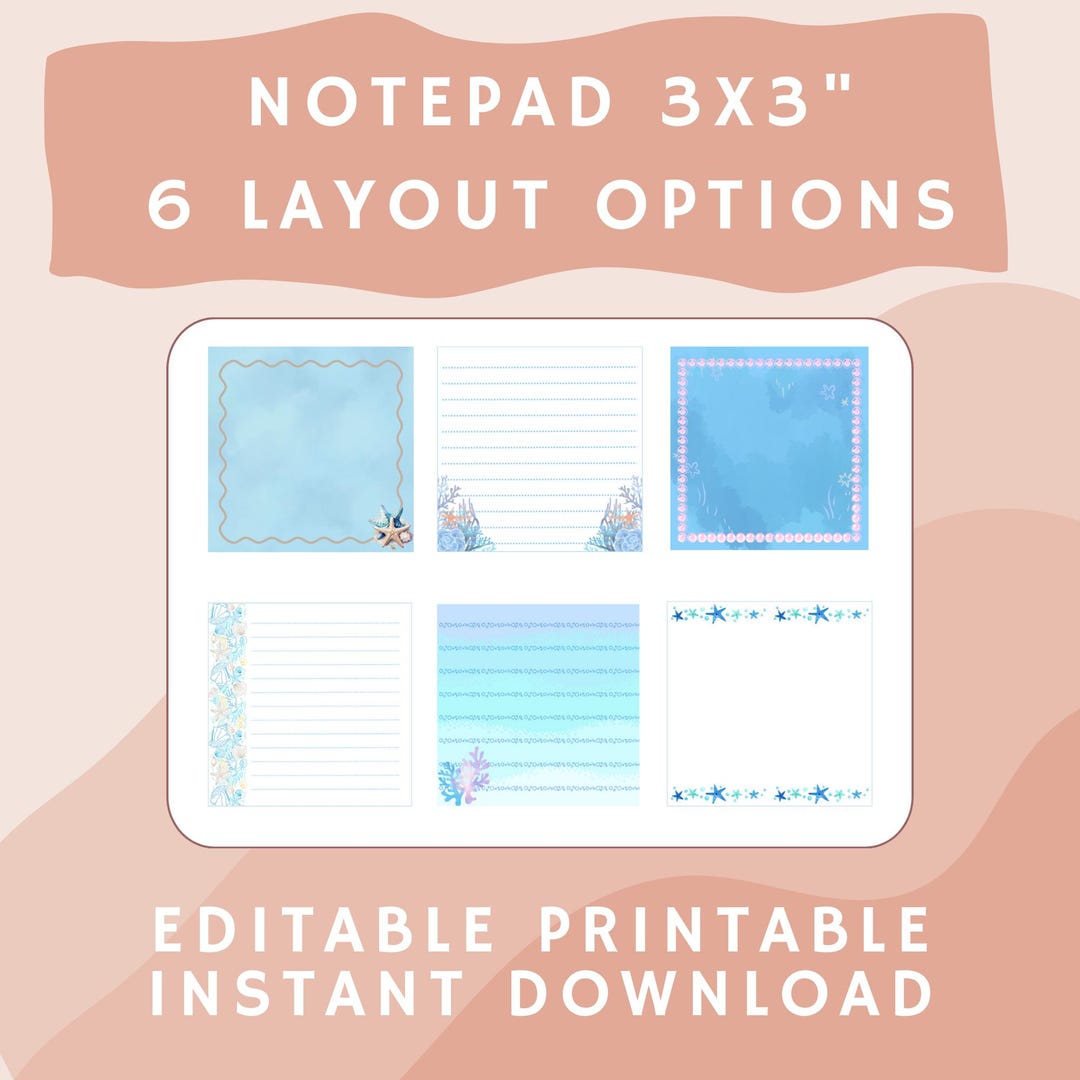 Printable Editable Notepad 3x3 Canva Template Sticky Notes Instant ...