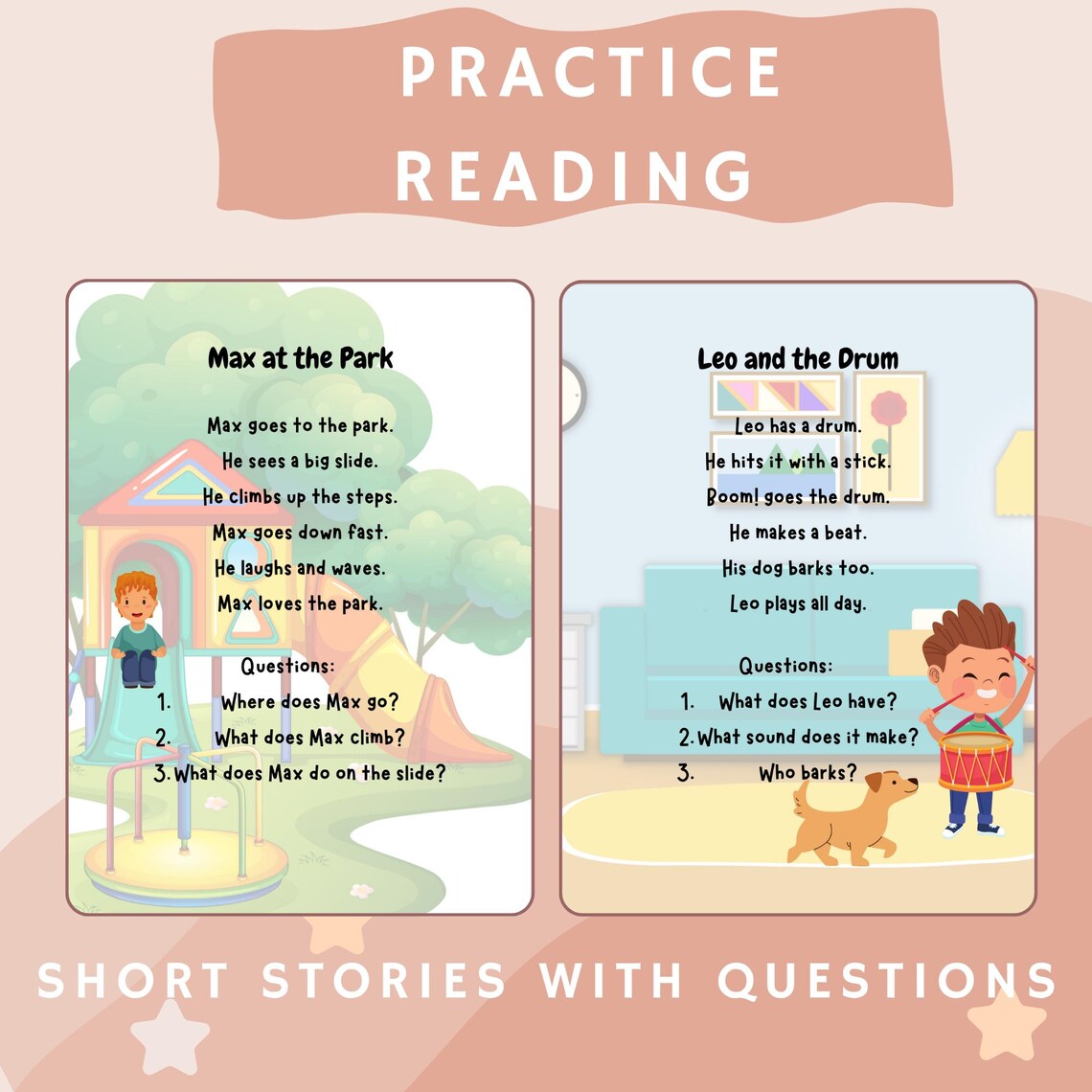 Printable Practice Reading for Preschool Short Stories Activity - Etsy