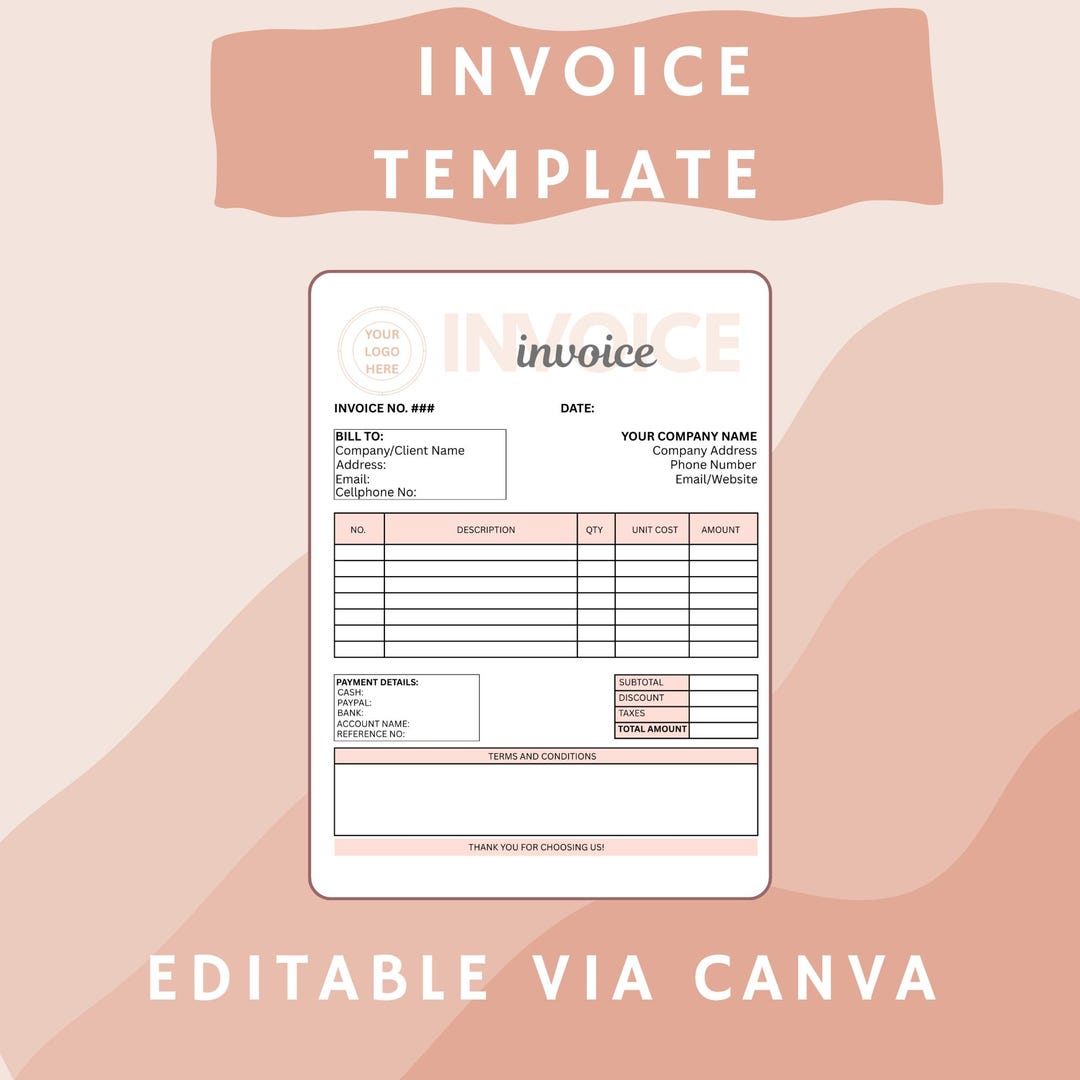 Editable Business Invoice Template for Small Business Owners - Etsy