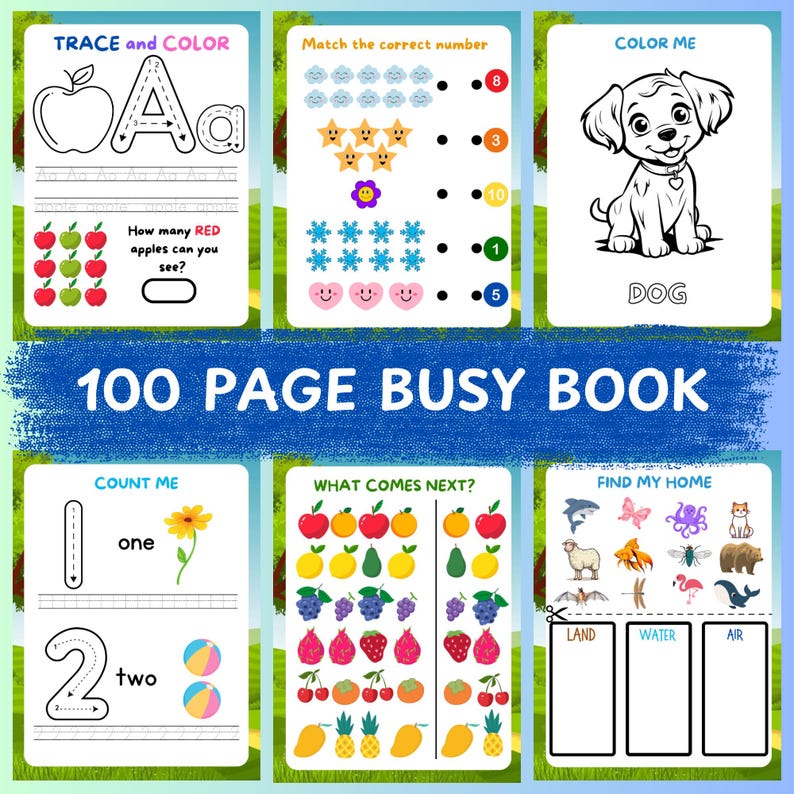 Printable Toddler Busy Book, Alphabet, Numbers & Story Adventures ...