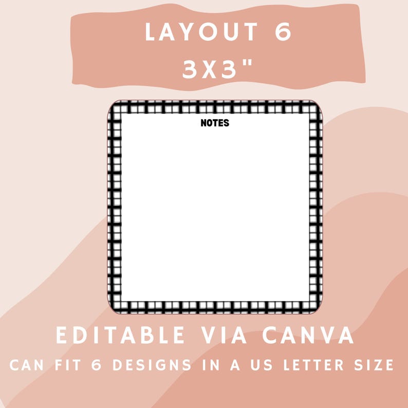 Printable Editable Notepad 3x3 Canva Template Personalized Sticky Notes ...
