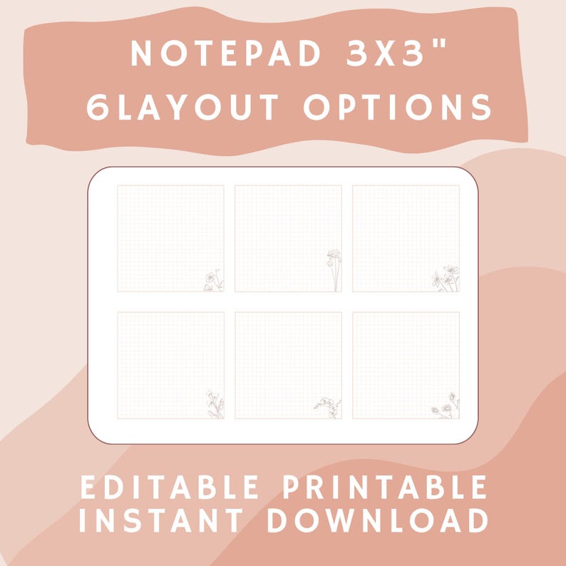 Printable Editable Notepad 3x3 Canva Template Sticky Notes Instant ...