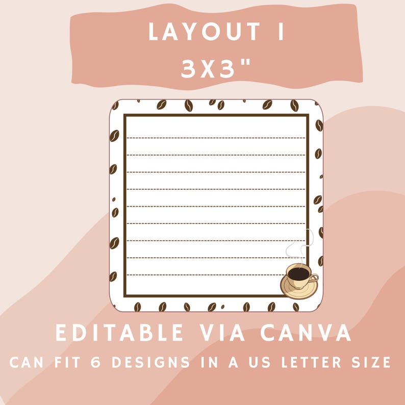 Printable Editable Notepad 3x3 Canva Template Sticky Notes Instant ...