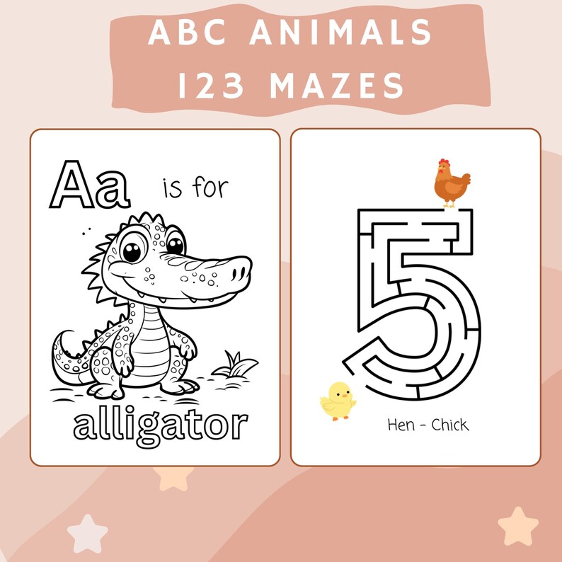 Printable ABC Animal Coloring, Number Maze, ABC Coloring Book ...