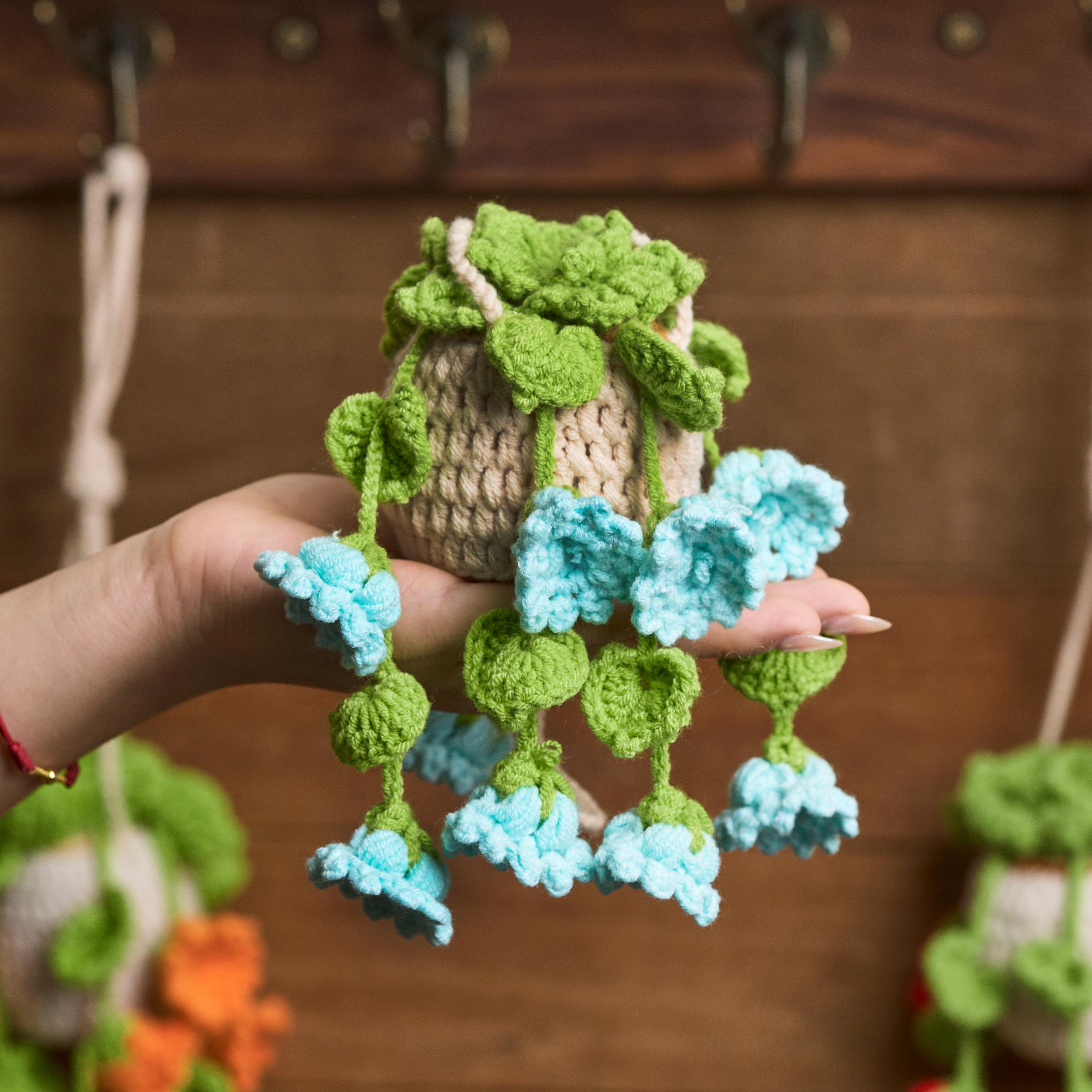 Crochet Bellflower Car Hanging, Cute Flower Home Ornament, Plant Car ...