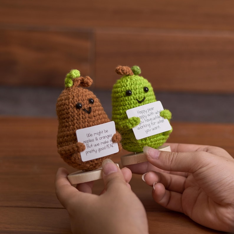 Handmade Crochet Happy Pear, Hand Knitting Crochet Fruits With Happy ...