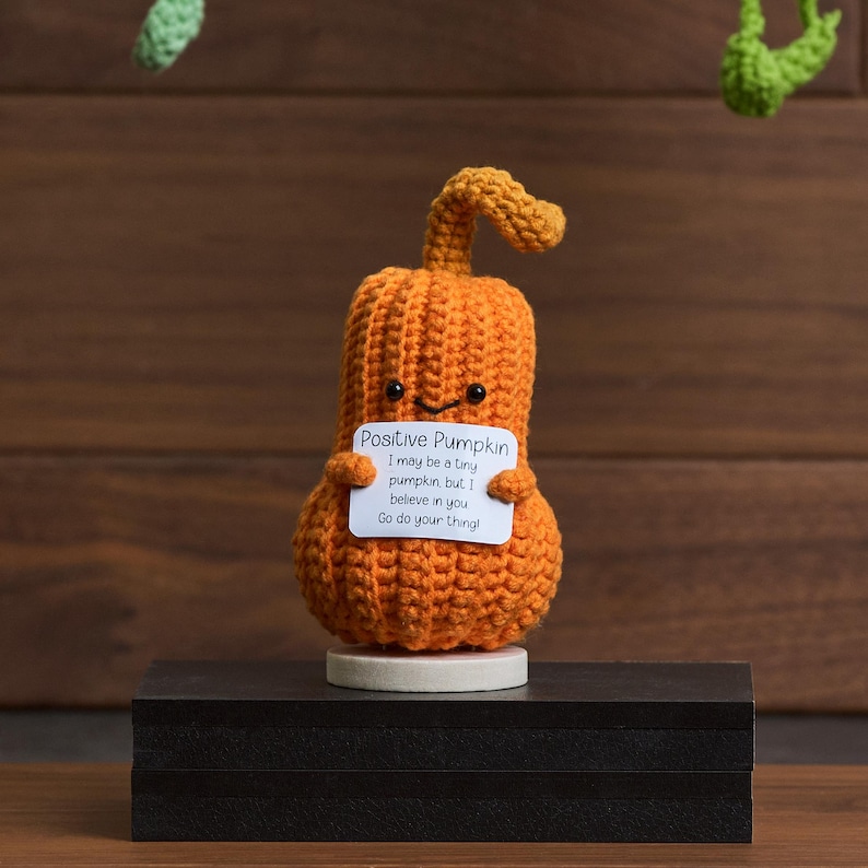 Positive Crochet Fruits and Vegetables, Positive Fruits Gift With Stand ...