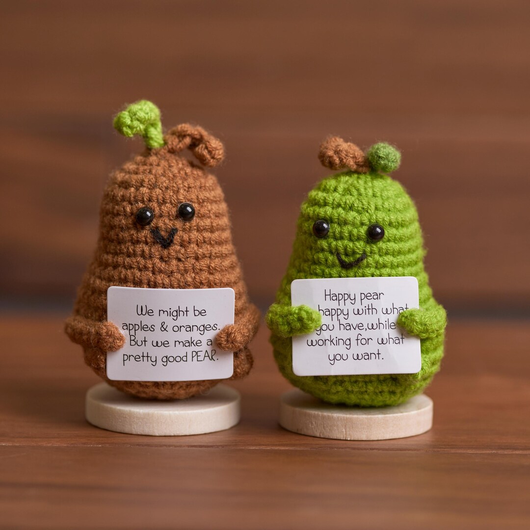 Handmade Crochet Happy Pear, Hand Knitting Crochet Fruits With Happy ...