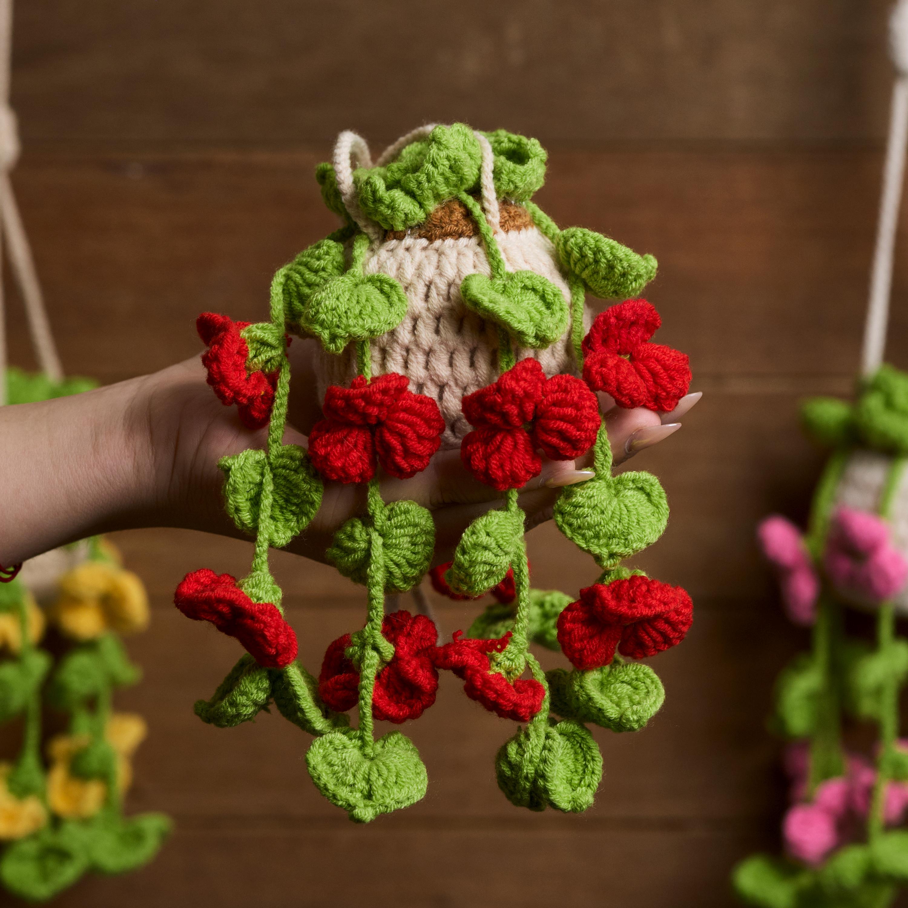 Drooping Flower Crochet, Car Hanging Plant, Wall Hanging Plant, Crochet ...