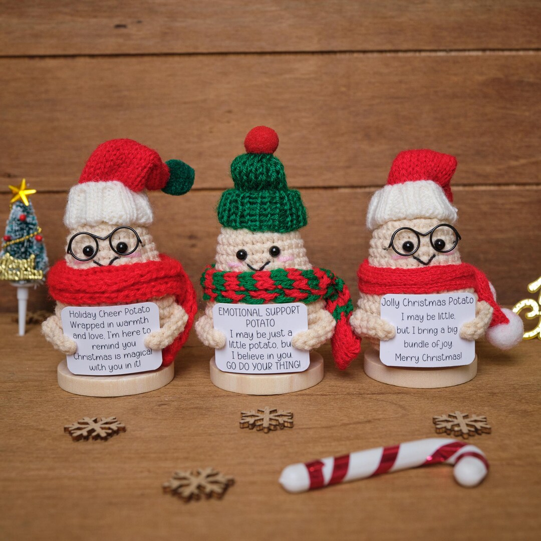 Crochet Christmas Potato, Christmas Crochet Potato in Hat and Scarf ...
