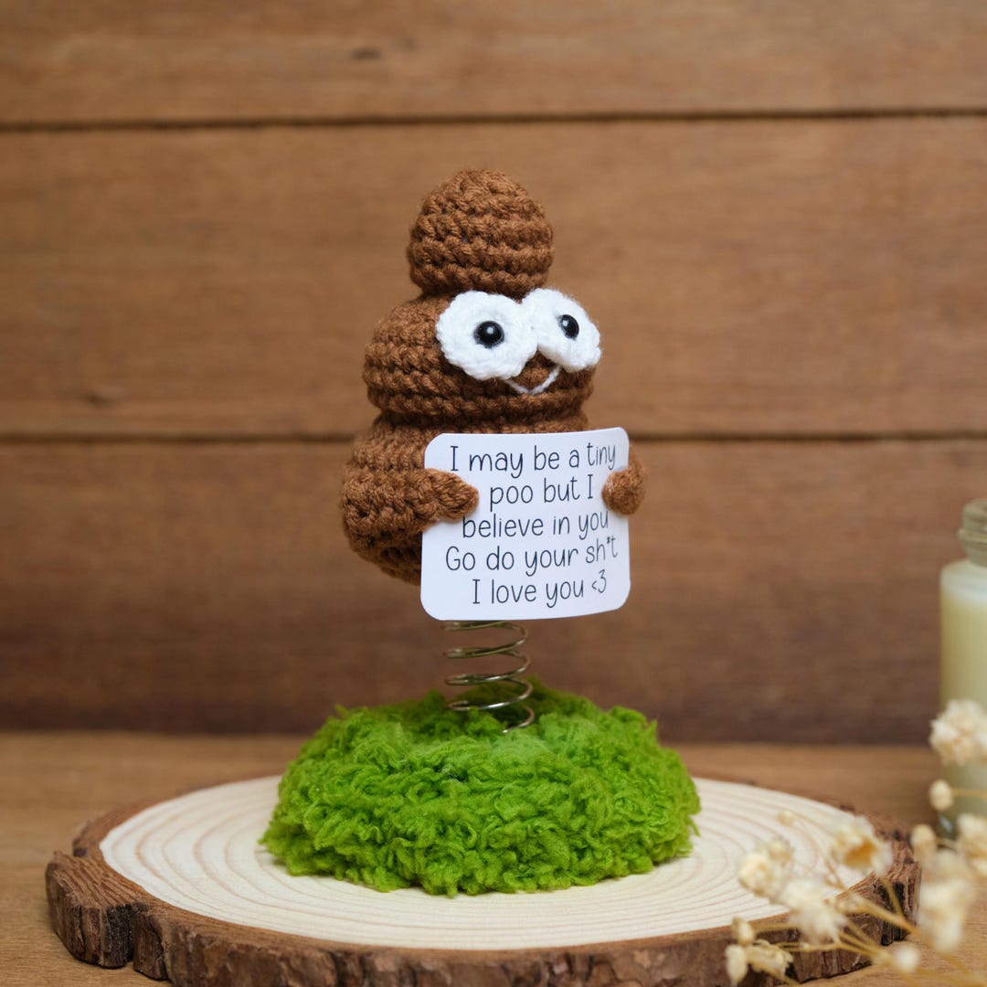 Crochet Poo Stress Toy With Spring, Funny Desk Decor, Stress Relief ...