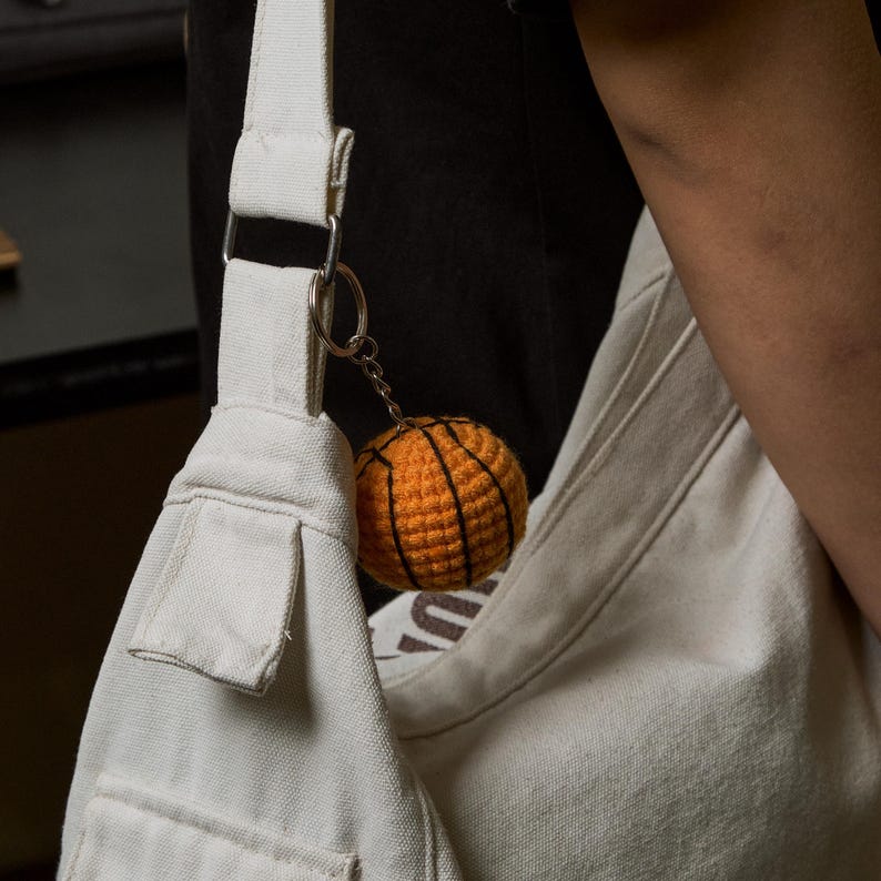 Crochet Basketball Keychain, Amigurumi Crochet Mini Basketball, Cute ...