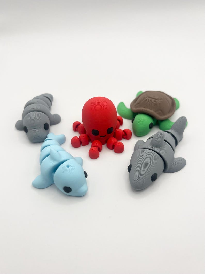 Set of 5 Ocean Animals - 3D Printed Articulating Toys - Etsy