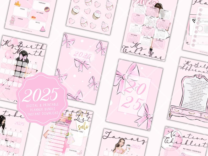 2025 and 2026 Ultimate Pink Girly Digital & Printable Planner Bundle ...