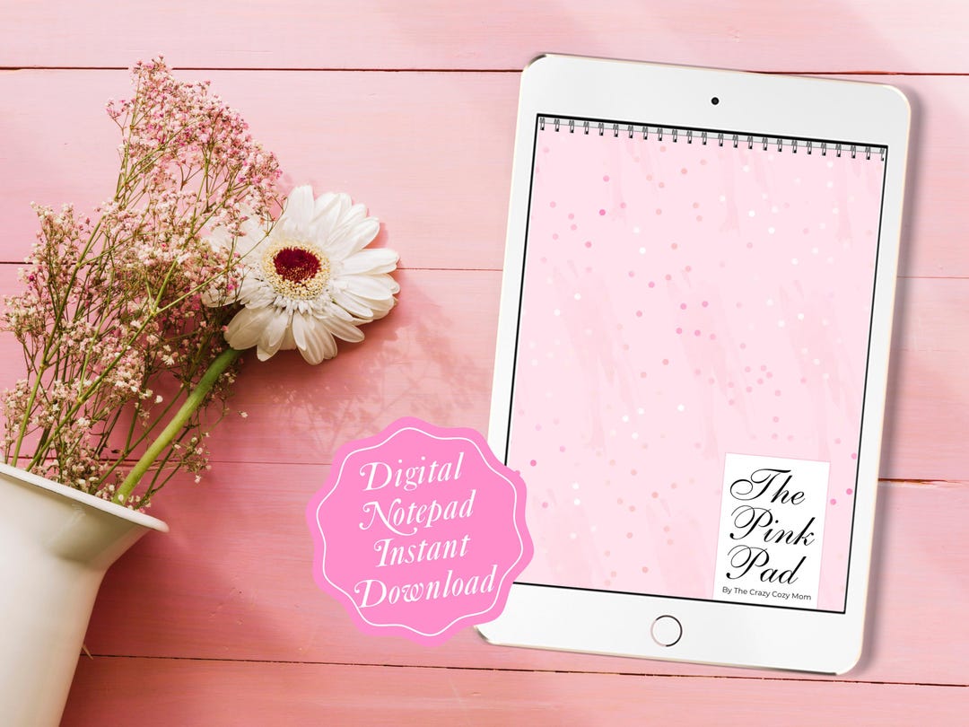 The Pink Pad – Simple Girly Digital Notepad | 30 Hyperlinked Pages ...