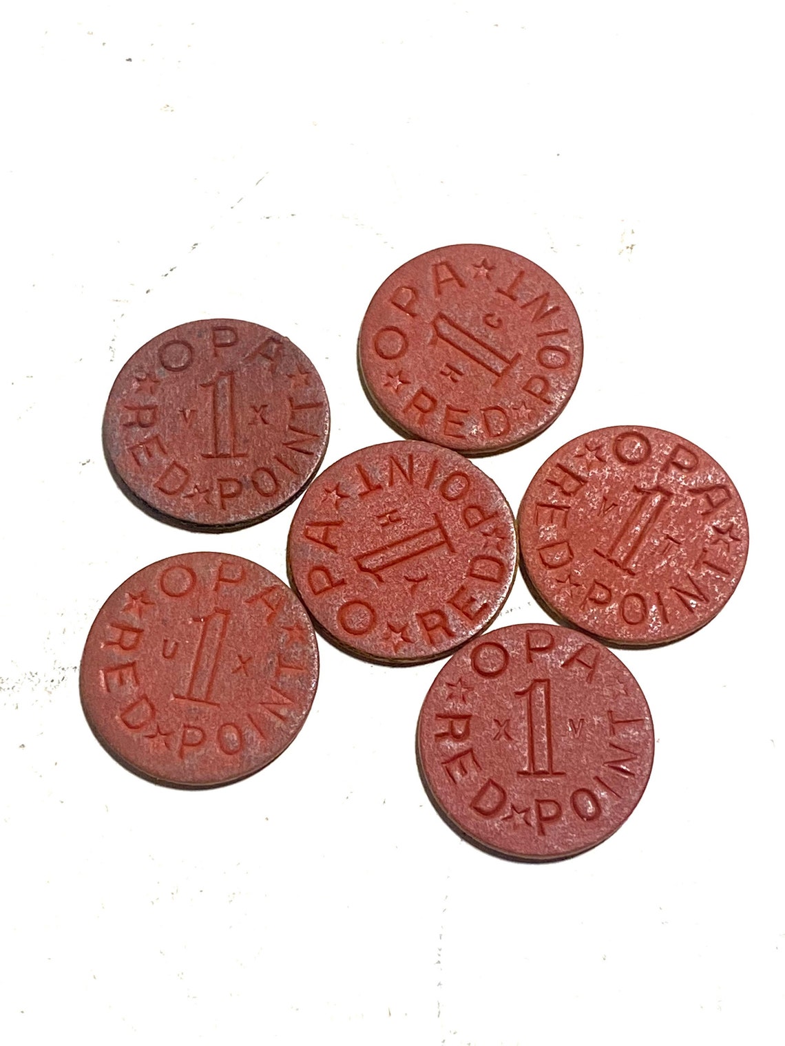 Lot of 6 Old Vintage Opa Red Point Tokens - Etsy