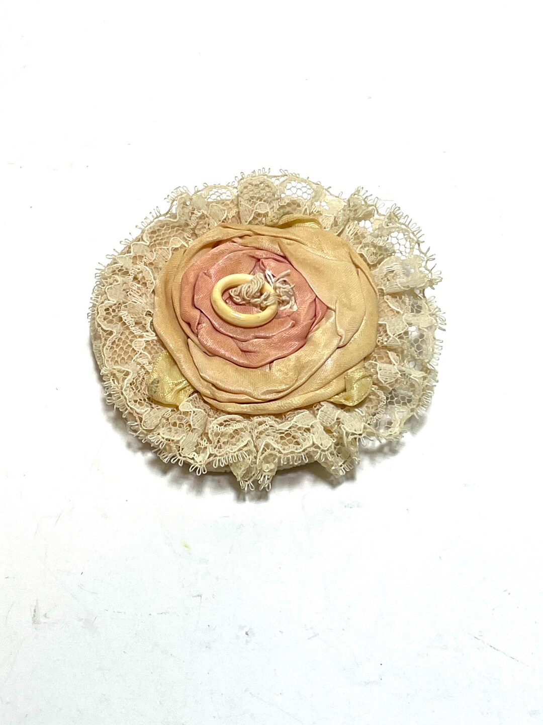 Antique 1920s Flapper Powder Puff Pale Pink Ribbon Rose Ruffles - Etsy