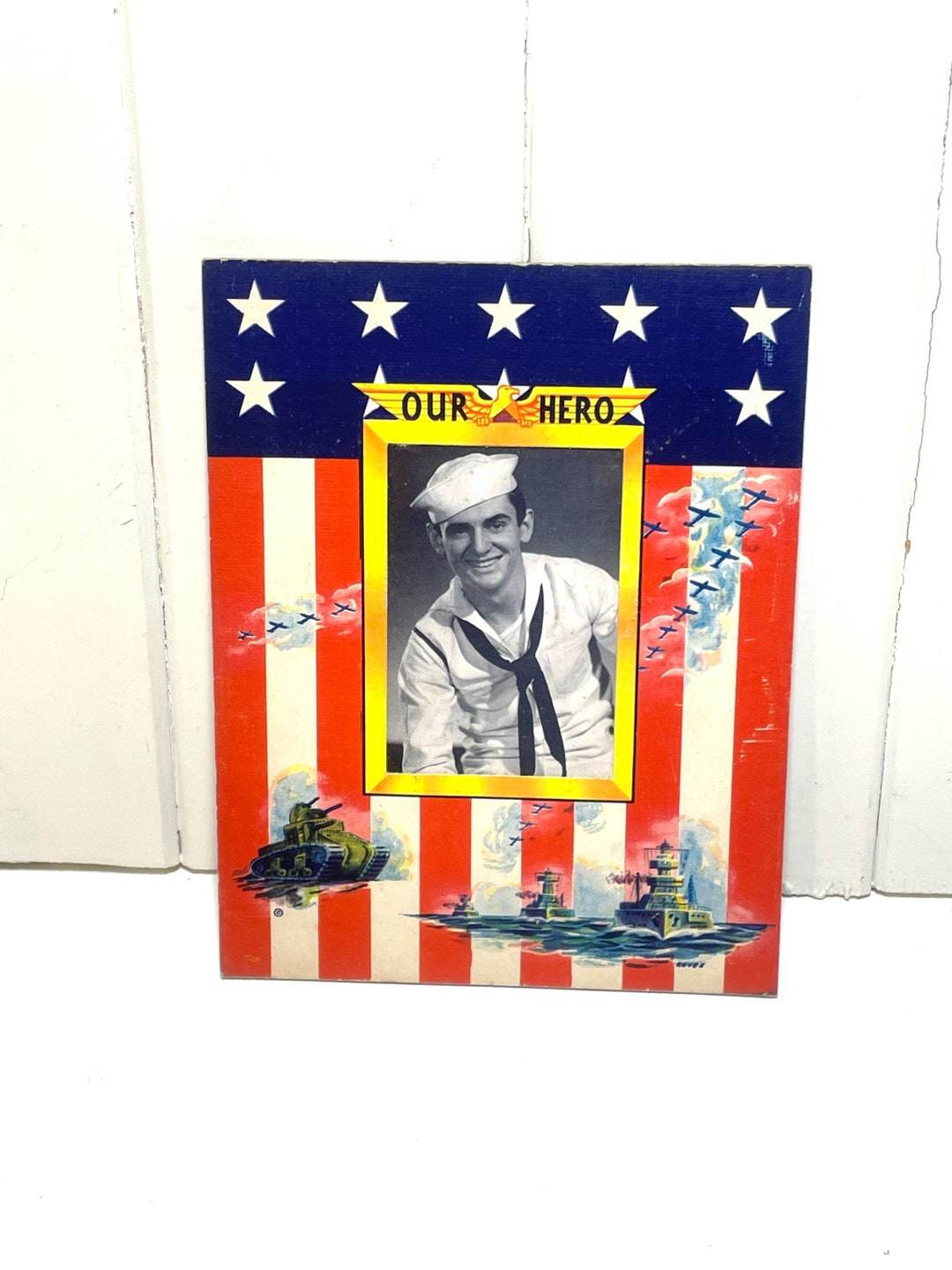 Unused Vintage WW2 Era Cardboard Frame Red White Blue Patriotic Our ...