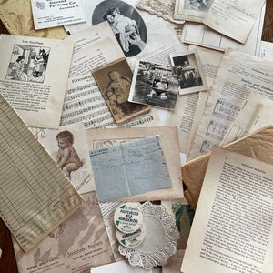 Vintage Paper Pack Antique Pages Pieces Ephemera Scrapbooking Junk ...