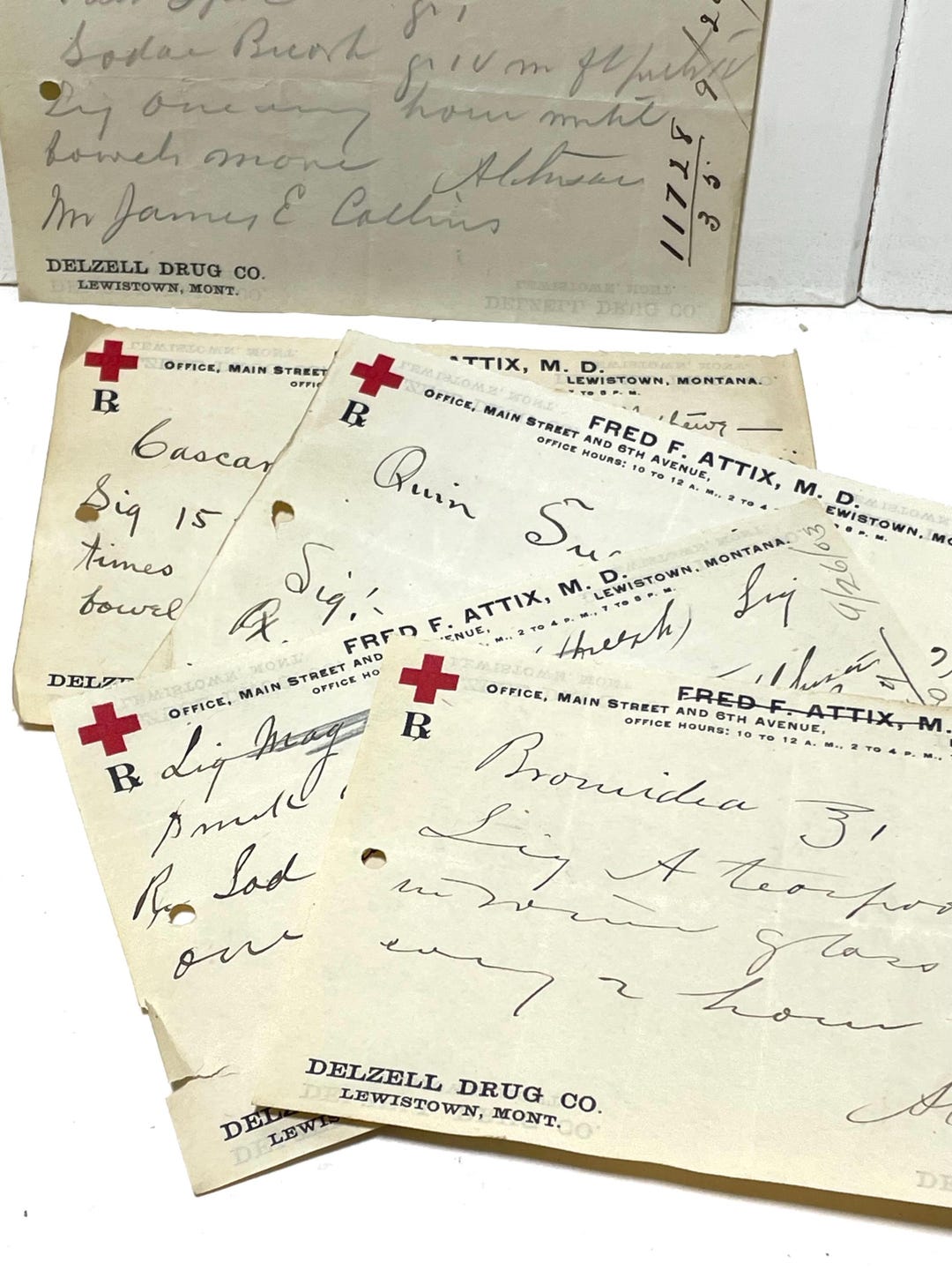 5 Antique Doctor Prescriptions Dated Early 1900’s Medical Paper Red ...