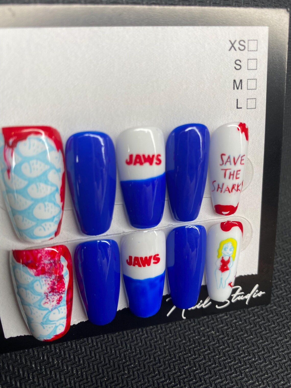 Jaws Inspired Nails - Movie Nails - Horror Nail - Nerd - Gifts for Her ...