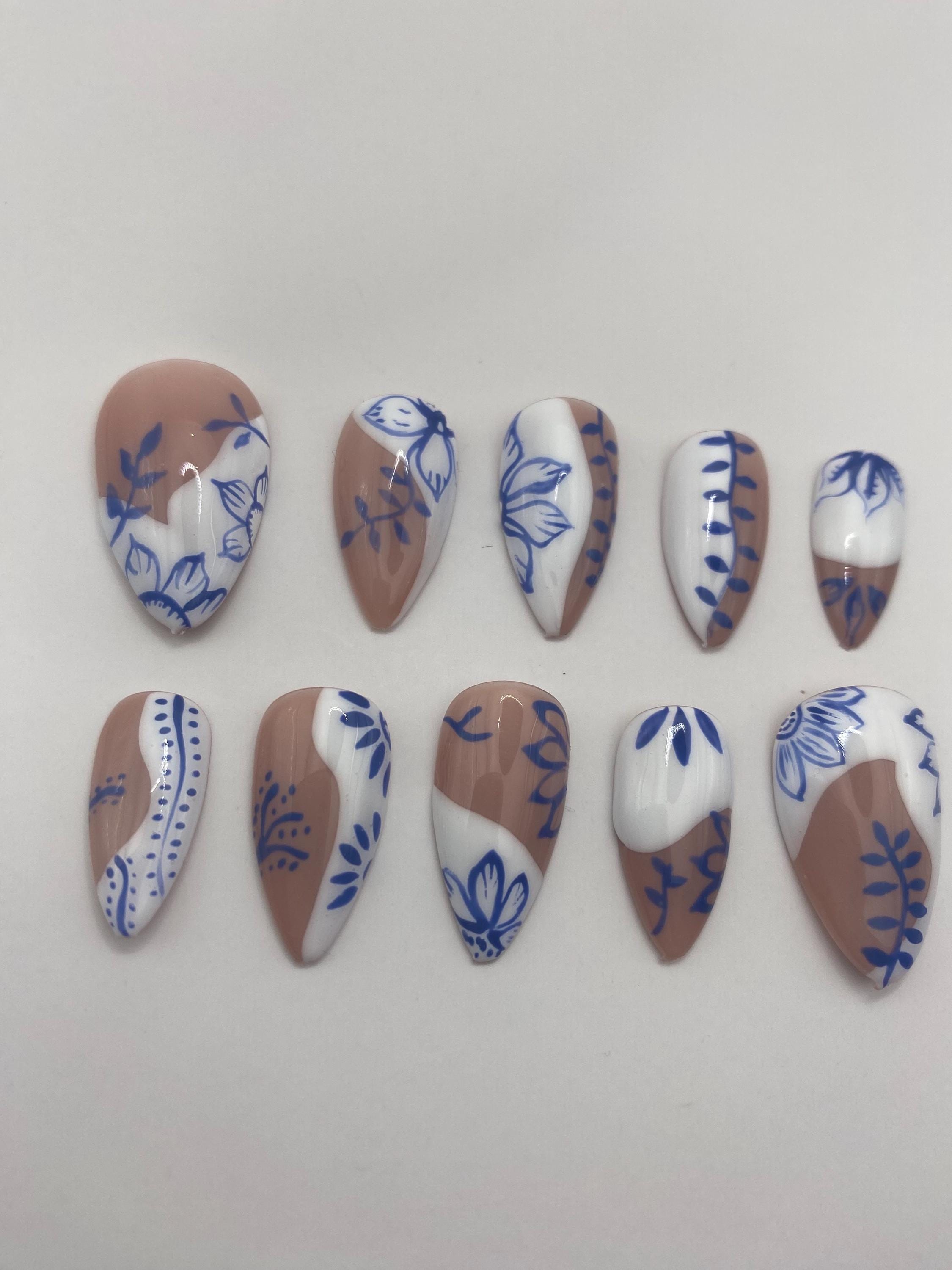 Moroccan Inspired Press on Nails - Santorini Nails- Holiday Nails ...