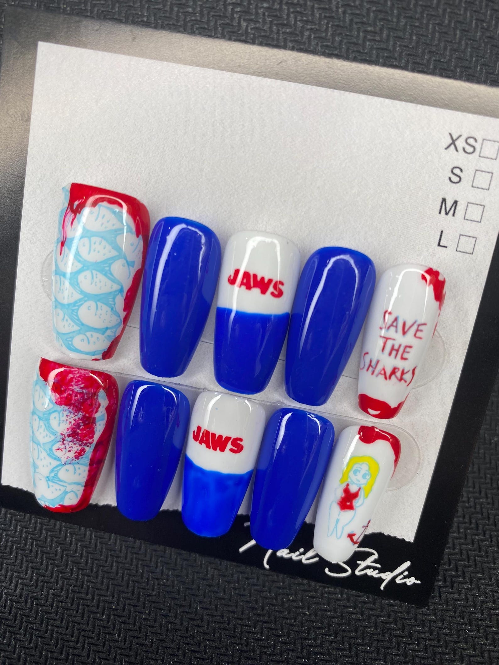 Jaws Inspired Nails - Movie Nails - Horror Nail - Nerd - Gifts for Her ...