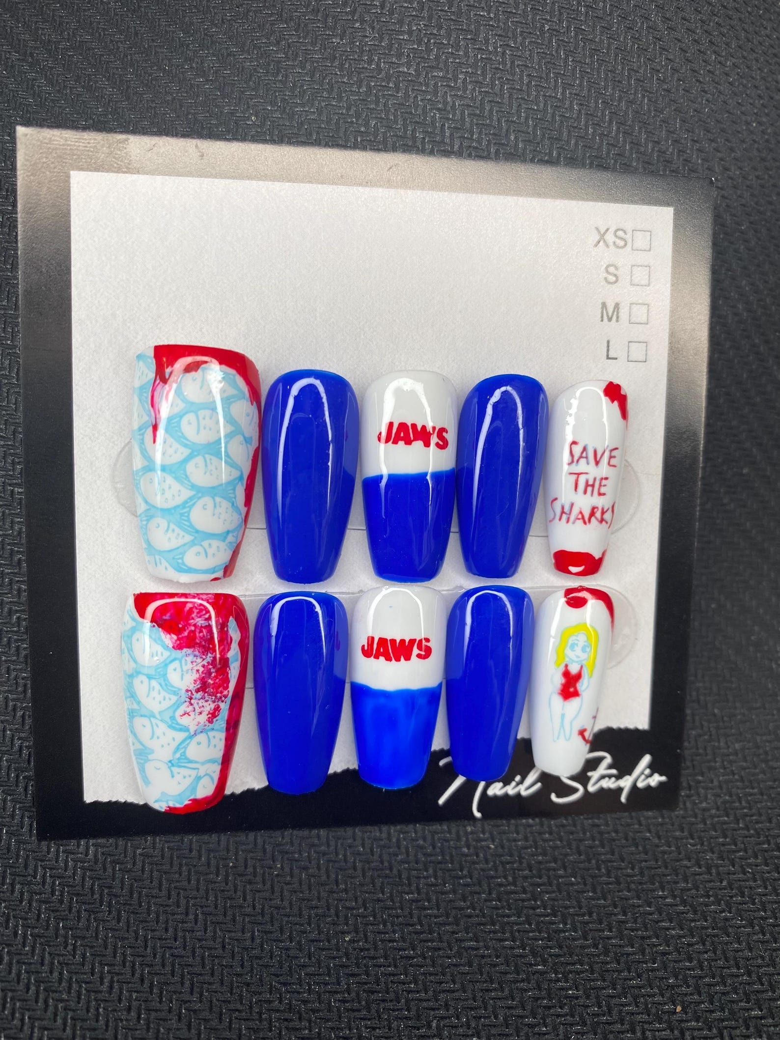 Jaws Inspired Nails - Movie Nails - Horror Nail - Nerd - Gifts for Her ...