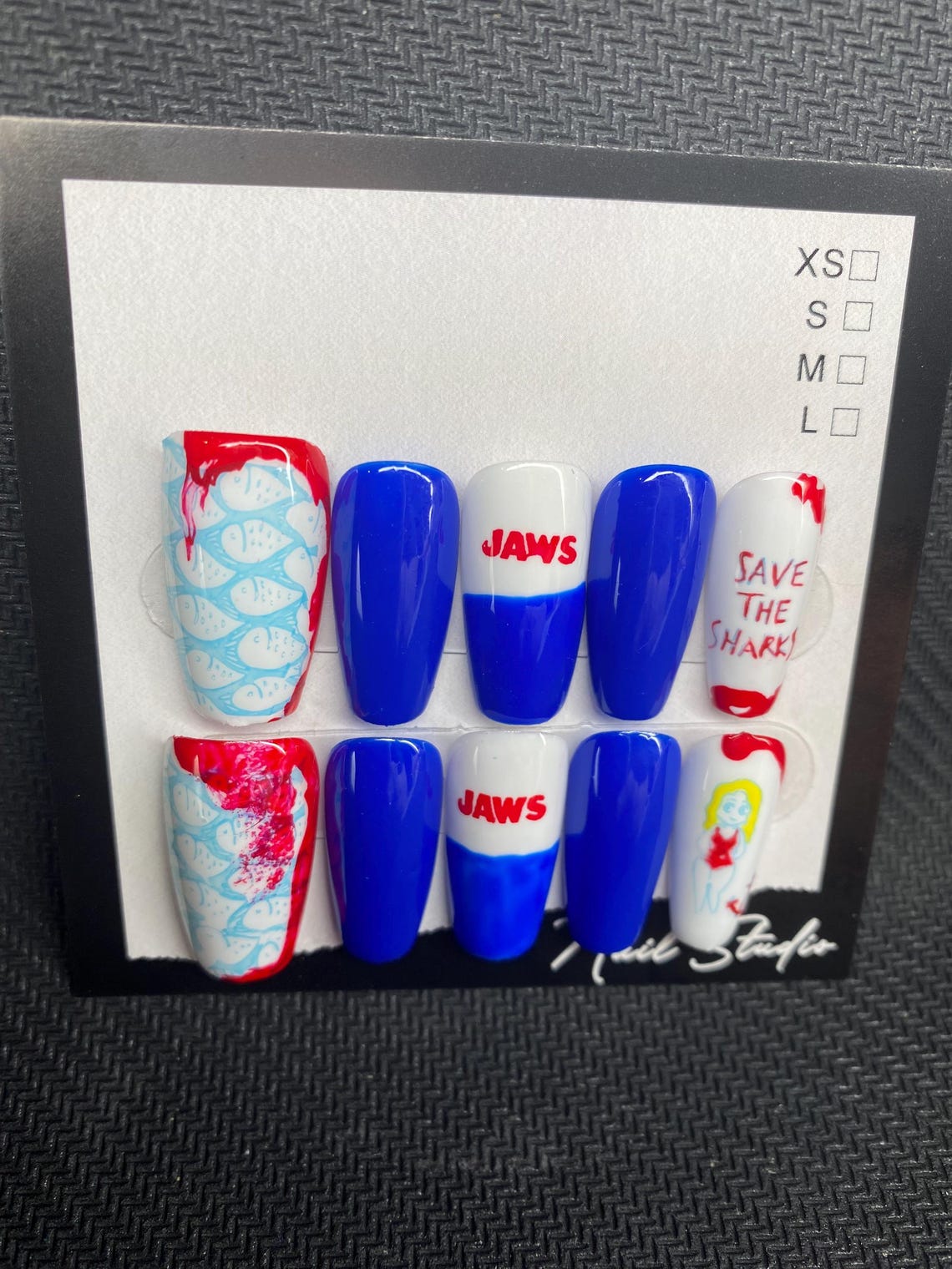 Jaws Inspired Nails - Movie Nails - Horror Nail - Nerd - Gifts for Her ...