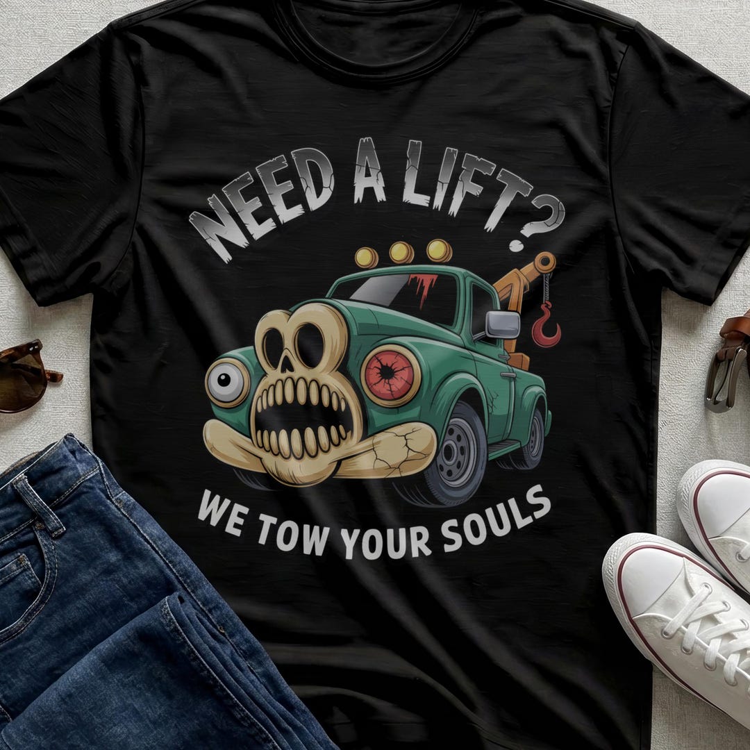 Zombie Tow Truck Shirt, Skull Face Vehicle, Halloween Mechanic Gift ...
