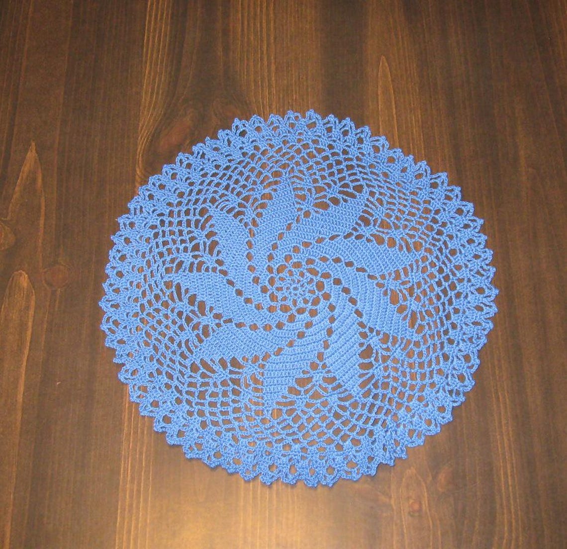 Blue Hand Crocheted Doily 12" Round - Etsy