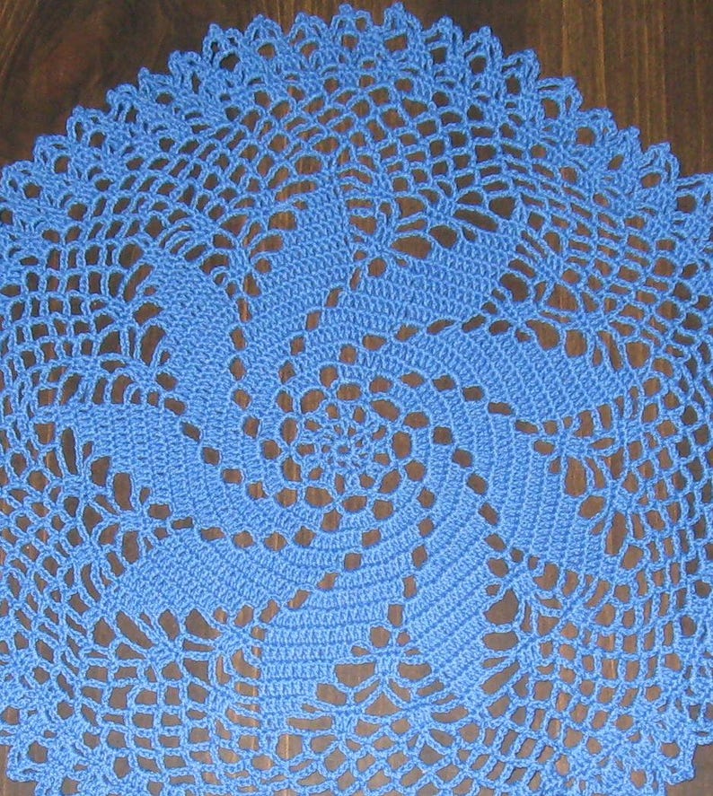 Blue Hand Crocheted Doily 12" Round - Etsy