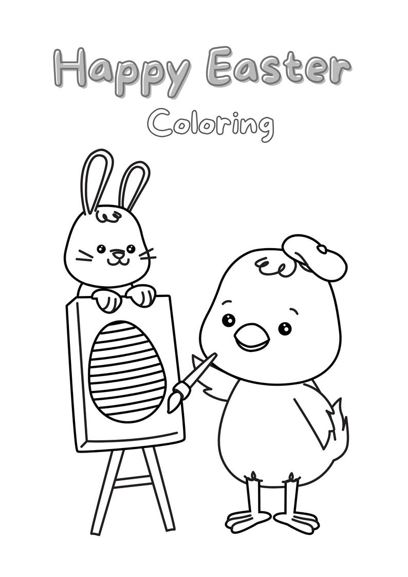 Easter Easy Coloring Pages for Kids, Toddler, Preschool Printable ...